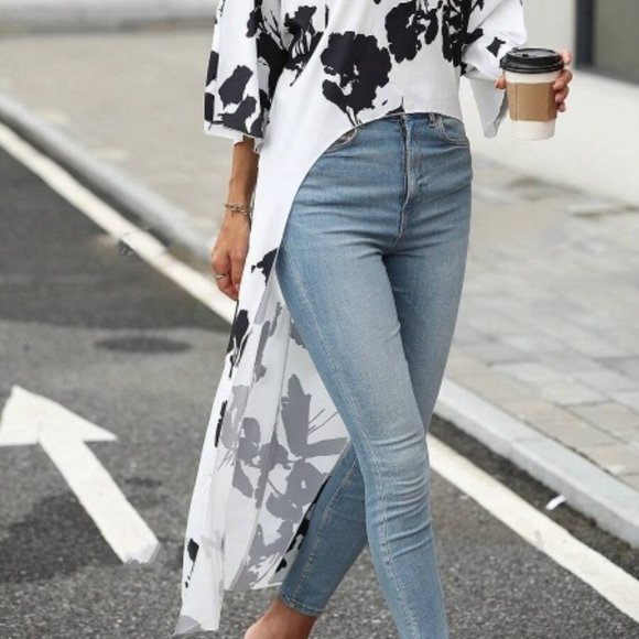 MONARCH FASHION | Tops | White Floral Print High Low Hem Blouse | Poshmark